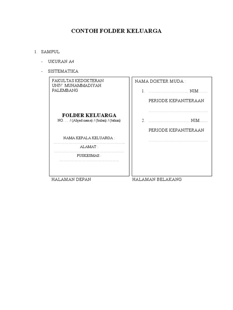 Contoh Pengisian Folder Keluarga | PDF