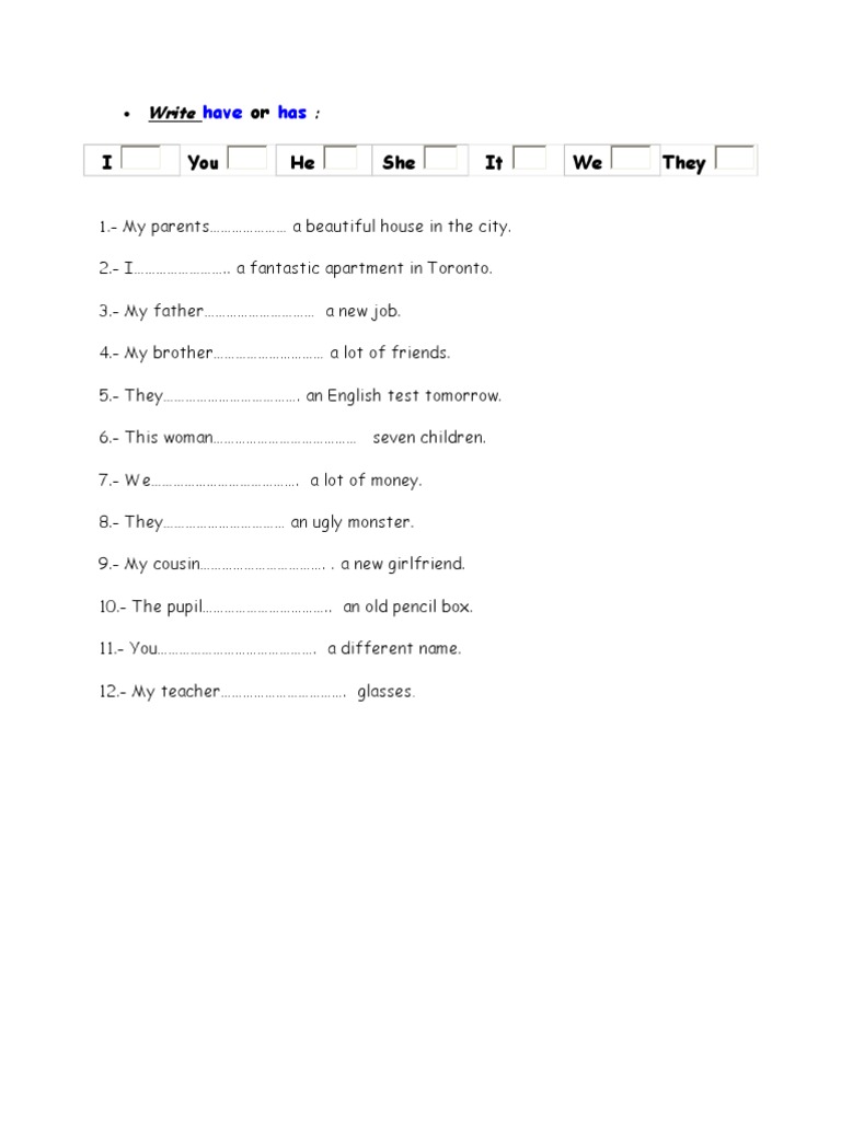 Write Have or Has Plus The Verb To Be | PDF | Home & Garden