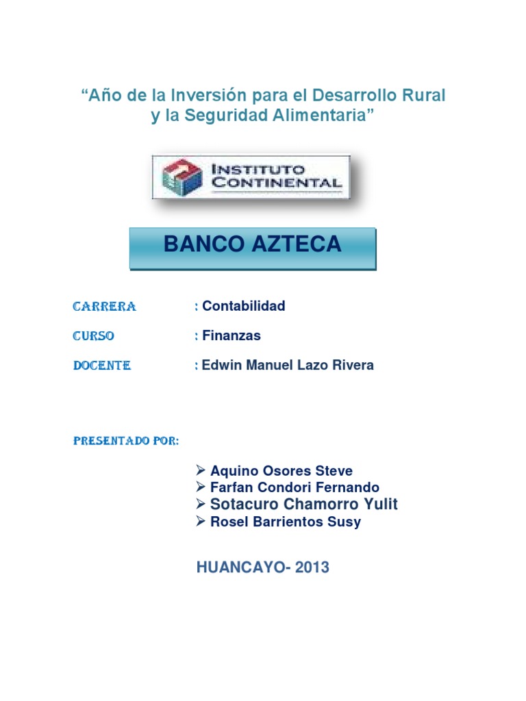 Banco Azteca | PDF | Riesgo crediticio | Bancos