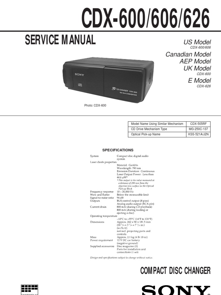 Sony cdx-600 cdx-606 cdx-626 | PDF | Analog To Digital Converter | Gear