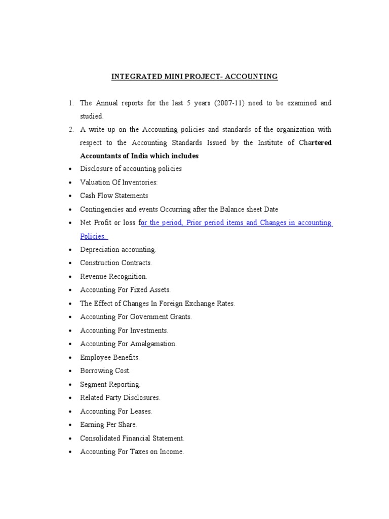 Integrated Mini Project-Accounting: or The Period, Prior Period Items ...