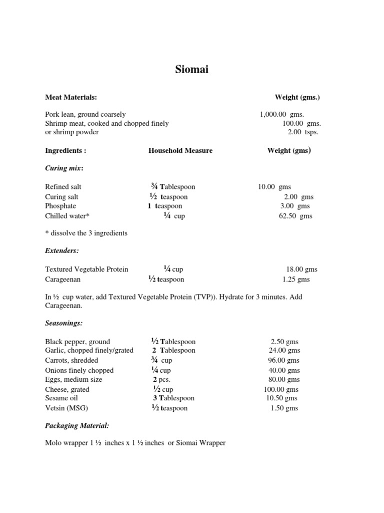Siomai and Other Recipes | PDF | Teaspoon | Beef