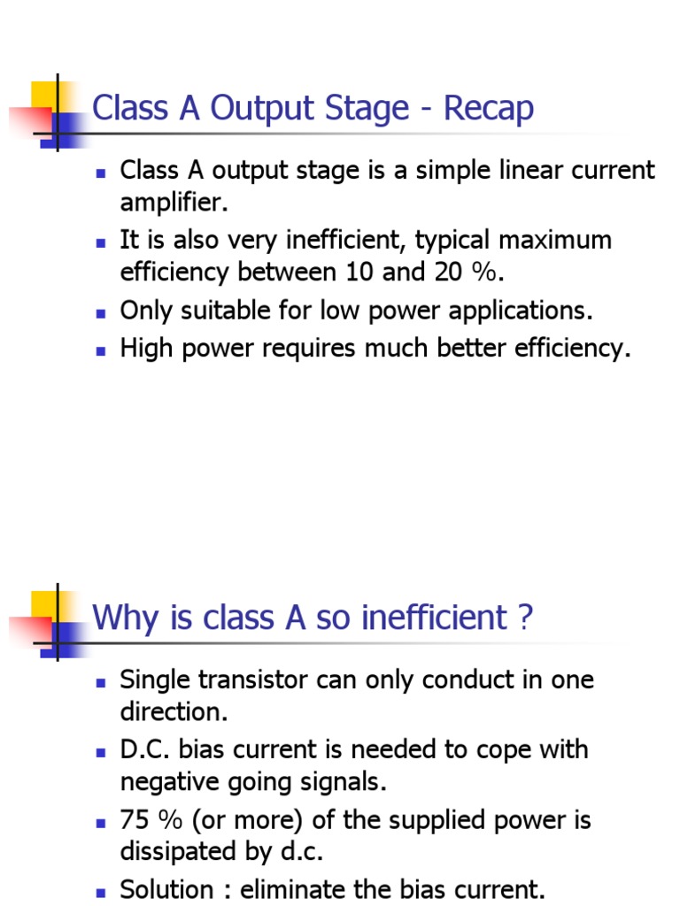 Class A Output Stage - Recap | Download Free PDF | Amplifier ...