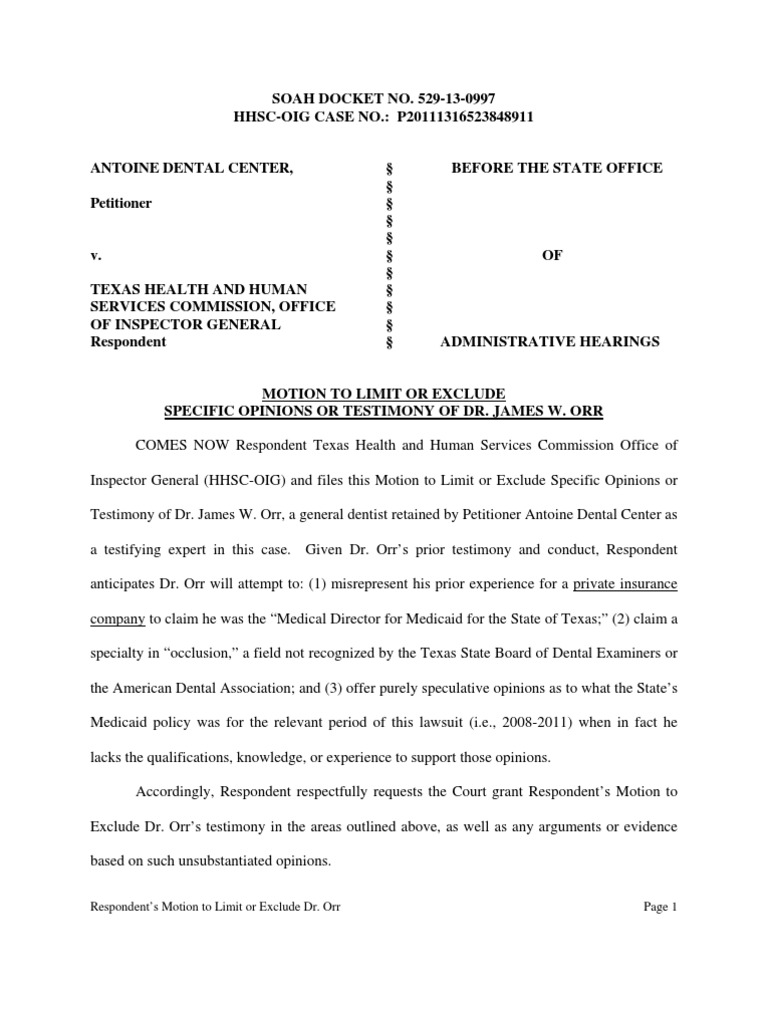 Motion To Limit or Exclude Specific Opinions or Testimony of Dr. James ...