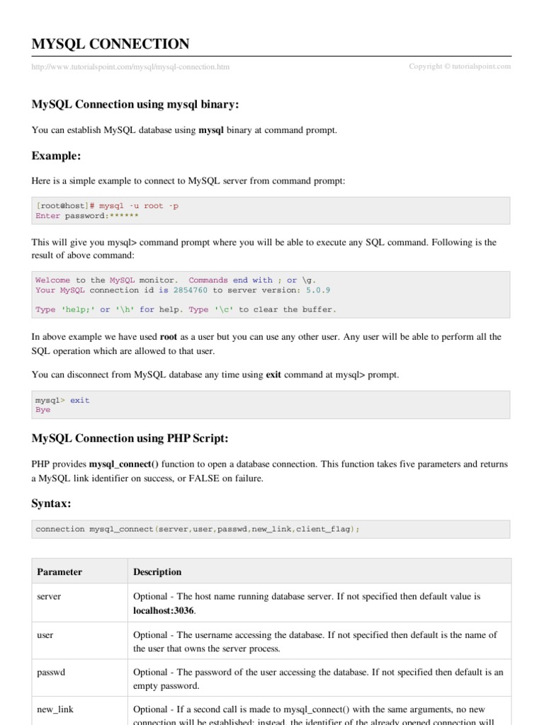 Mysql Connection Using Mysql Binary Pdf My Sql Command Line Interface