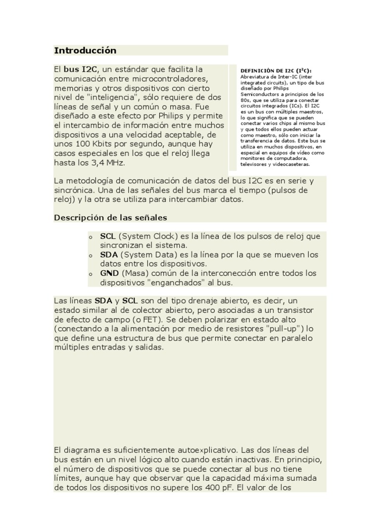 Introducción A Protocolo I2C | PDF | Poco | Ingeniería Informática