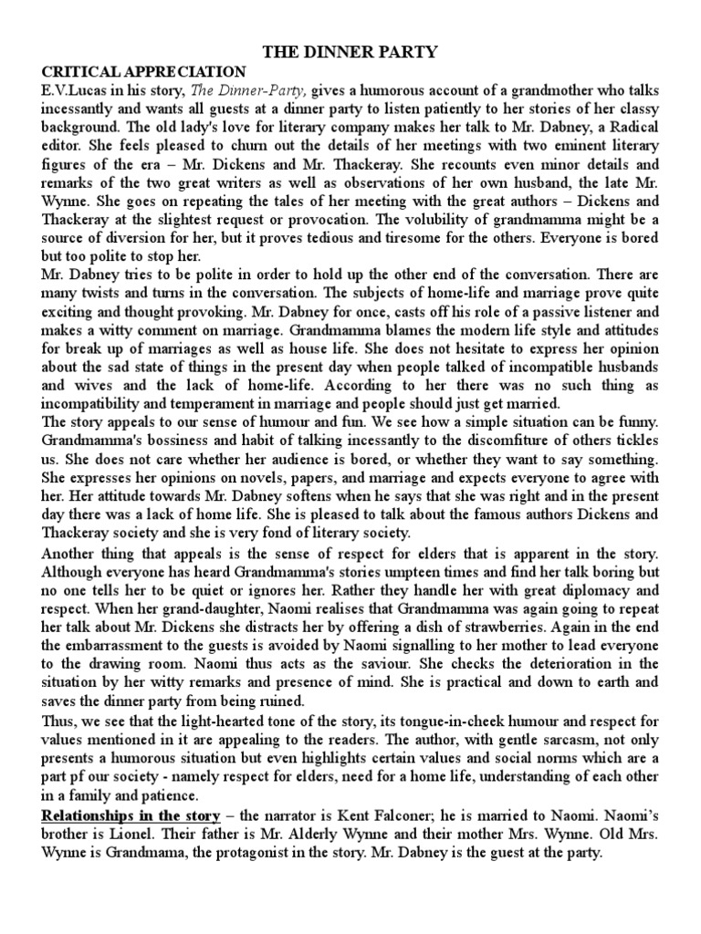 The Dinner Party | PDF | William Makepeace Thackeray | Charles Dickens