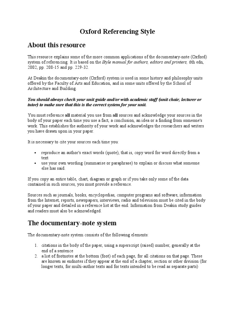 Oxford Referencing Style PDF | PDF | Note (Typography) | Citation