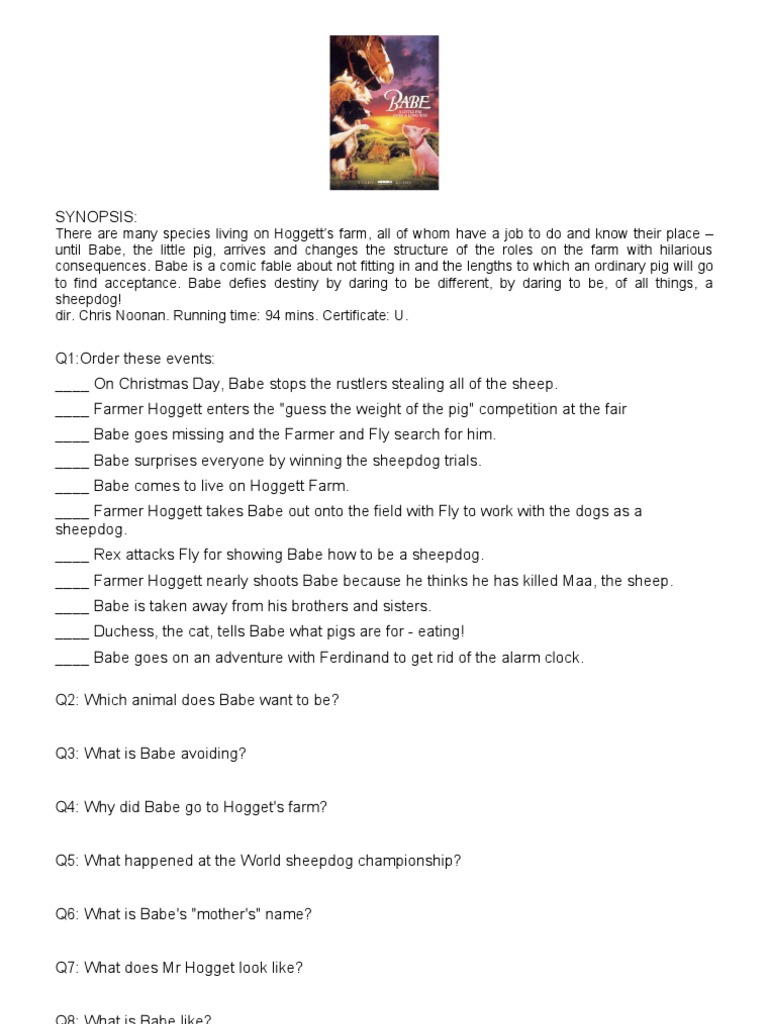 Babe Worksheet | PDF