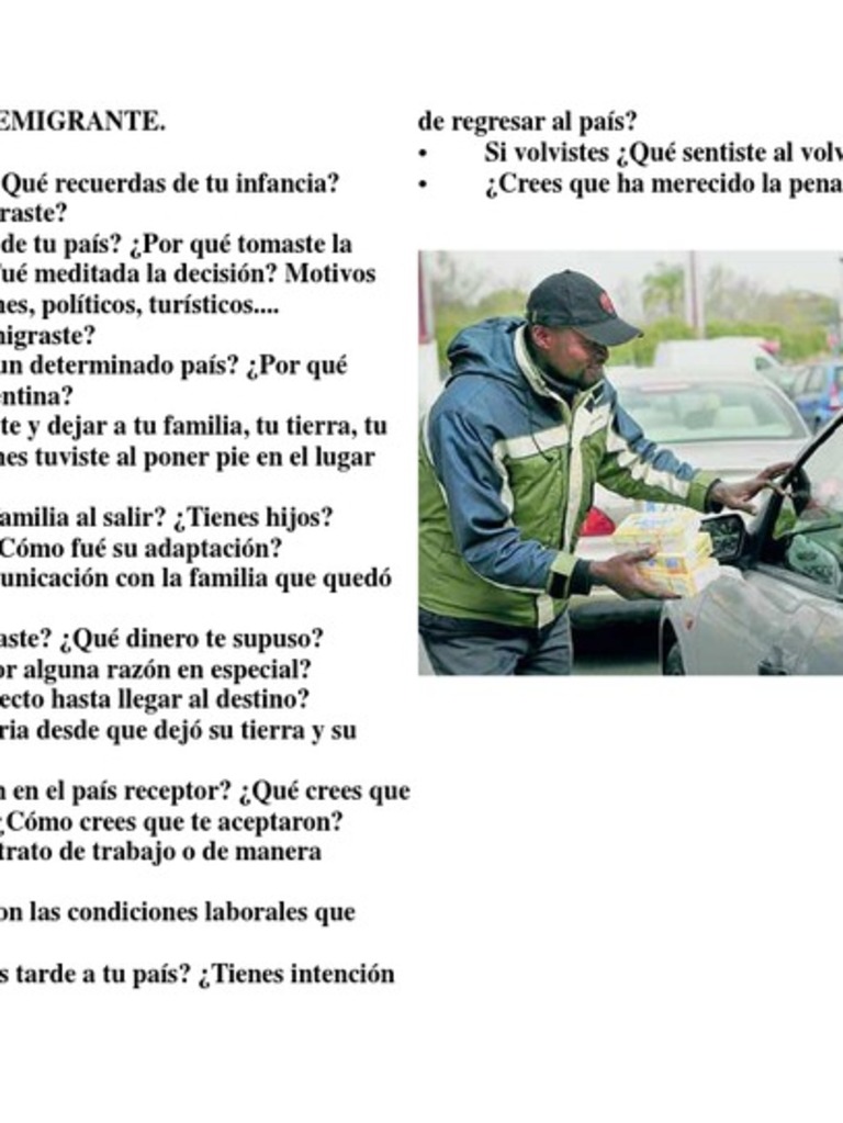 Entrevista A Un Emigrante TAREA | PDF