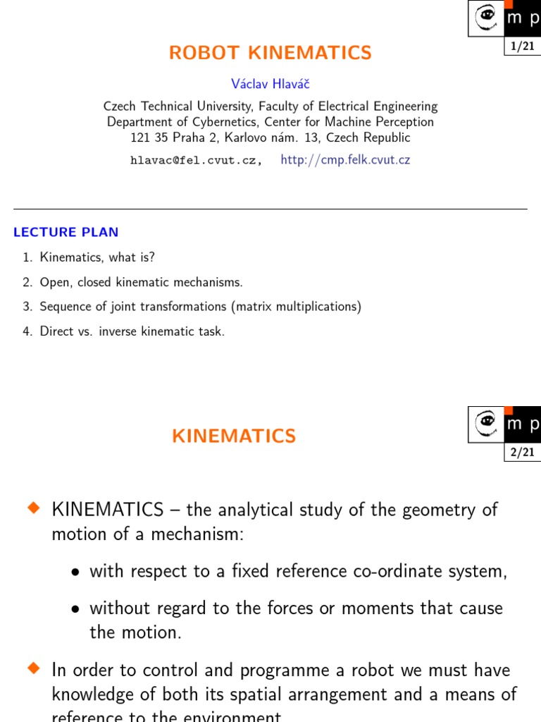 11 Kinematics Robot | PDF | Kinematics | Space