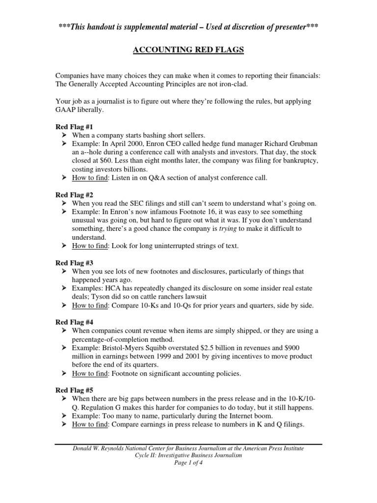 AccountingRedFlags Leder | PDF | Accounting | Business