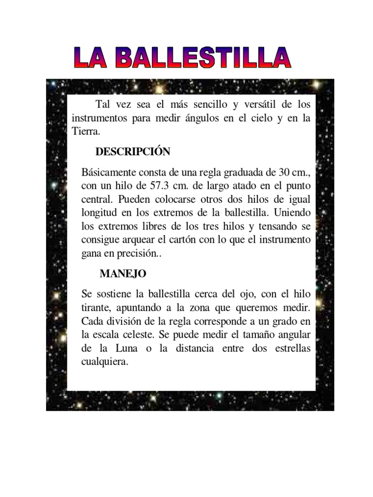 Astronoma Instrumentos La Ballestilla | PDF