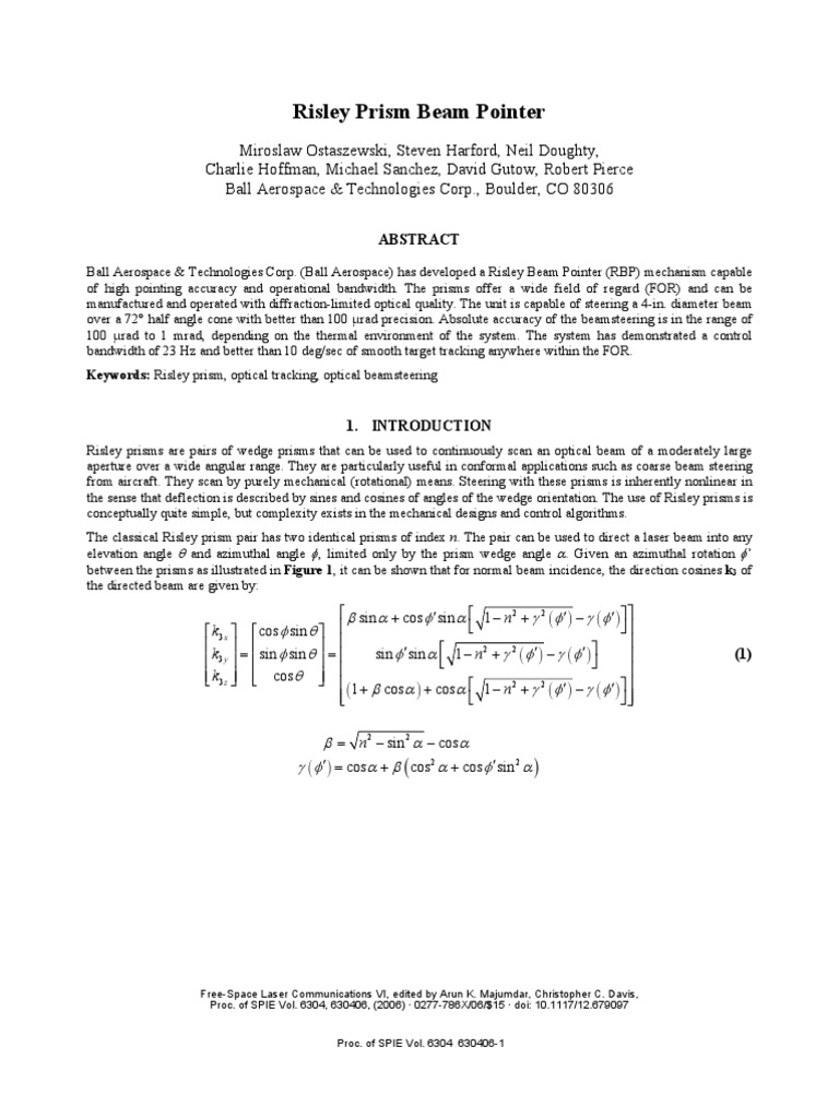 Risley Prism Beam Pointer Design Overview | PDF | Prism | Optics