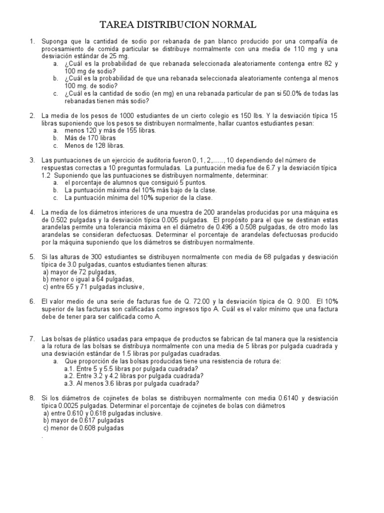 Tarea 3. Distribuci N Normal | PDF