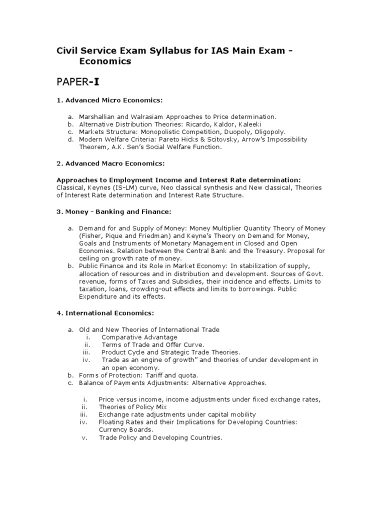 Economics Mains Syllabus | PDF