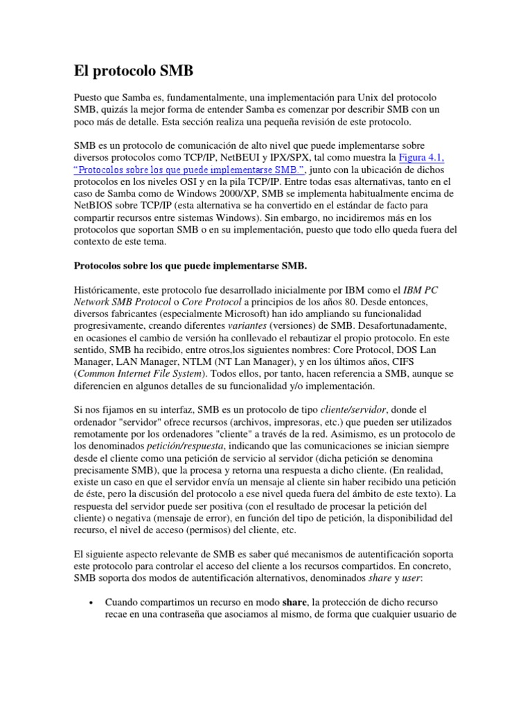 El Protocolo SMB y NFS | PDF | Servidor (Computación) | Red de computadoras
