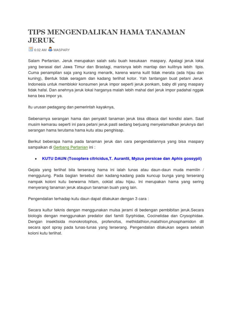 Panduan Hama Jeruk untuk Petani | PDF | Sains & Matematika