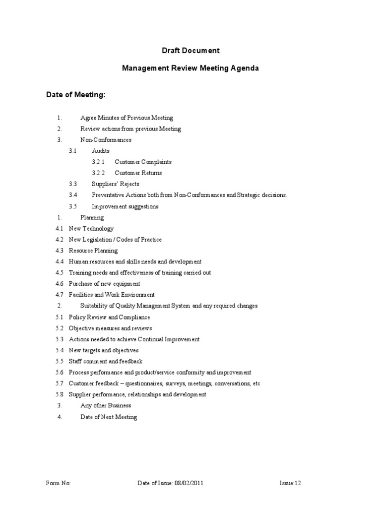 Management Review Meeting Agenda | PDF | Business