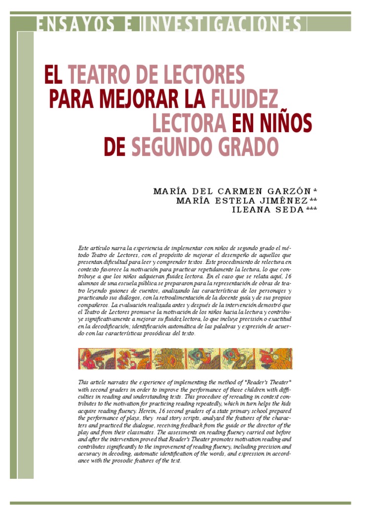 Teatro de Lectores para Fluidez Lectora | PDF | Lectura (proceso) | Teatro