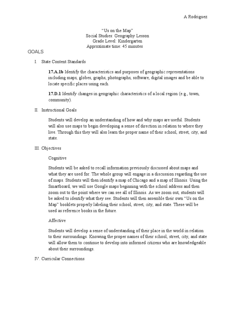 Us On The Map Lesson Plan | PDF | Geography | Map