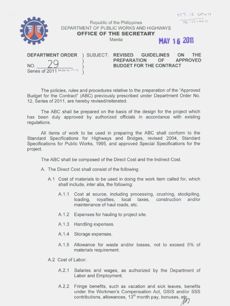DO - 029 - S2011 Revised Guidelines On Preparation of ABC | PDF ...