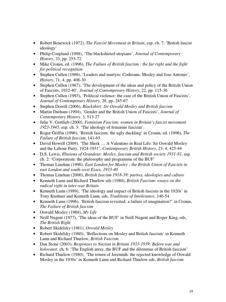 An Analysis of the Ideology and Impact of British Fascism Through a ...