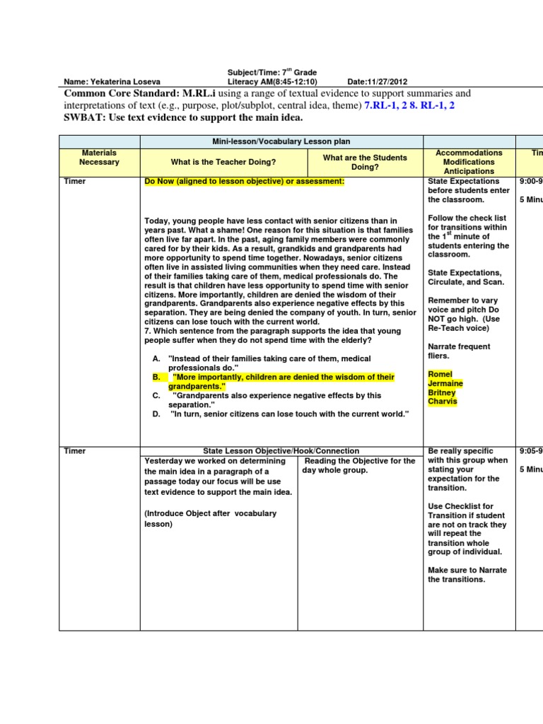 Supporting Main Ideas with Text Evidence | PDF | Essays | Paragraph