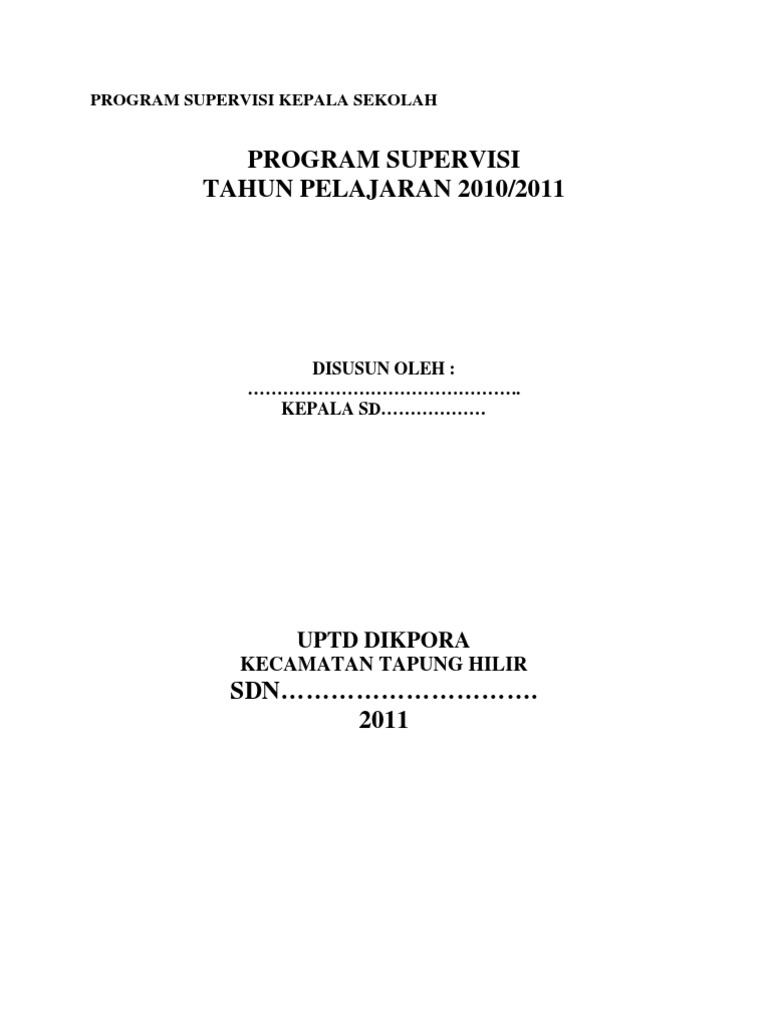 Contoh Program Supervisi Kepala Sekolah | PDF