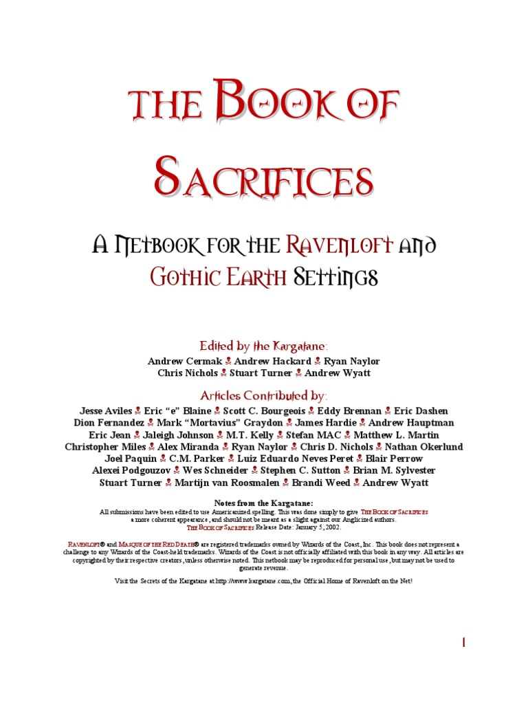 Book of Sacrifices | PDF