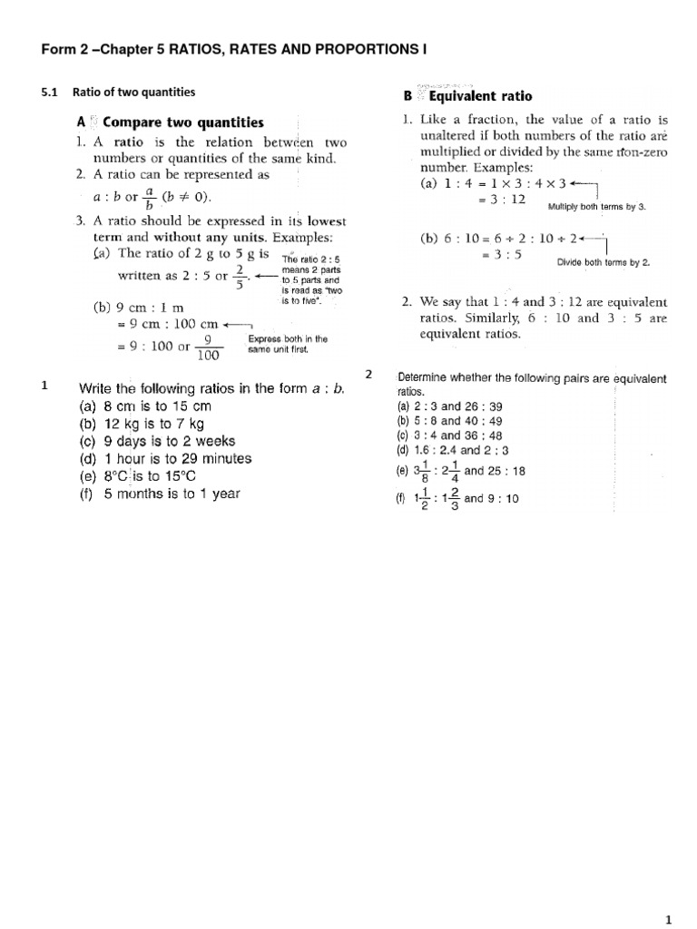 Form 2 Math Chapter 5 | PDF