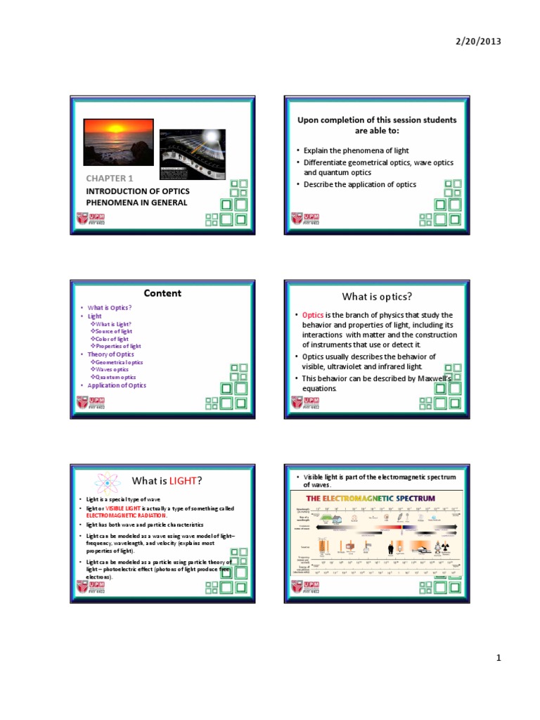 Chapter 1: What Is Optics? | PDF | Light | Optics