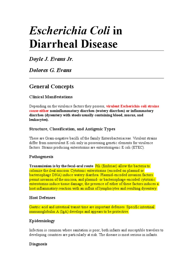 E.coli in Diarrheal Disease | PDF | Escherichia Coli | Diarrhea