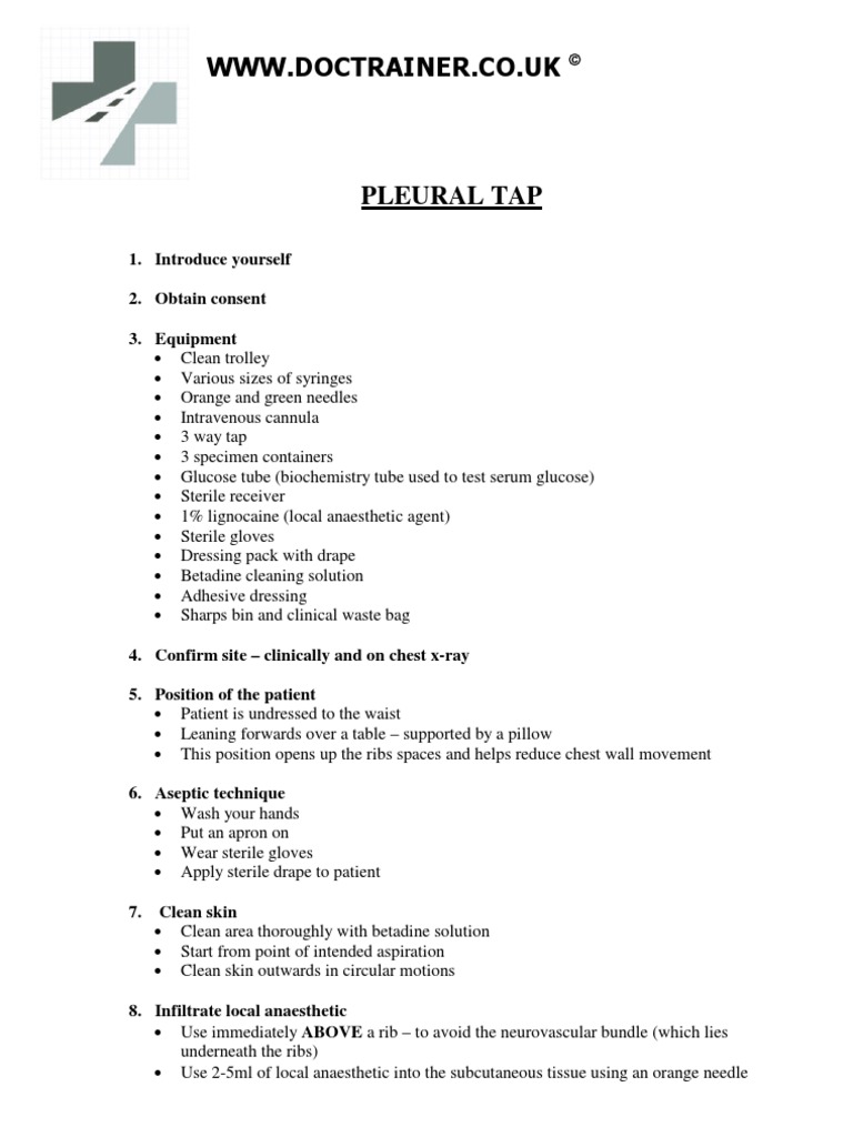 Pleural Taping | Download Free PDF | Diseases And Disorders | Medicine