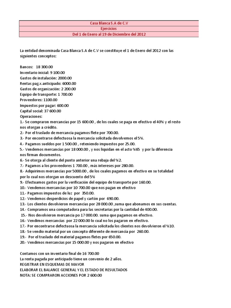 Ejercicio de Contabilidad 1 | PDF | Estado de resultados | Business