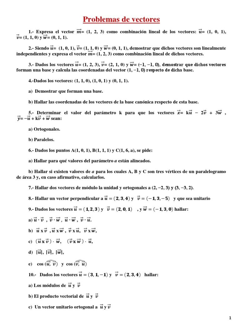 Ejercicios De Vectores En El Espacio Ii Pdf Vector Euclidiano
