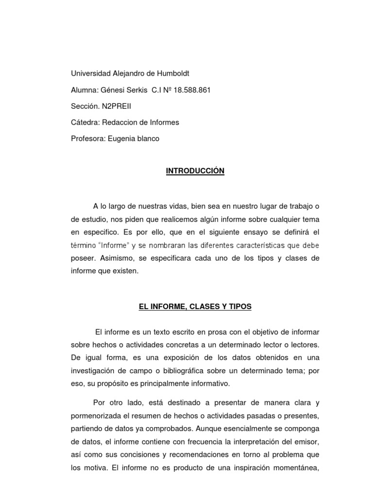 Tipos y características de informes | PDF | Toma de decisiones ...
