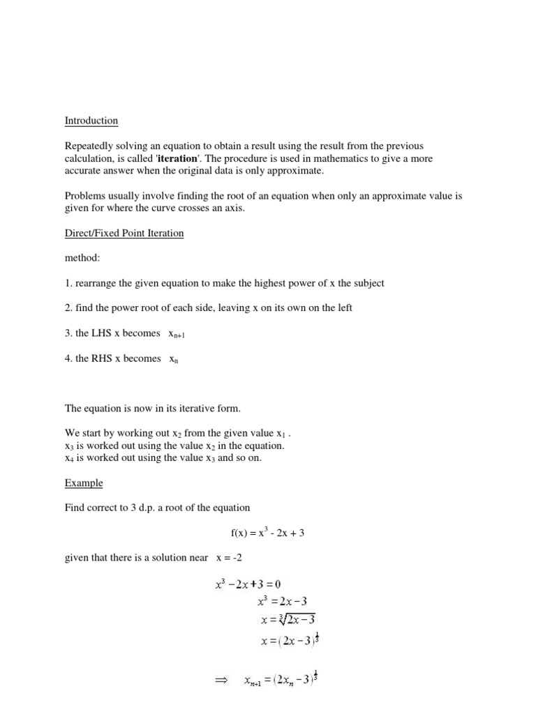 Iteration. Trapezium Rule. | PDF | Integral | Equations