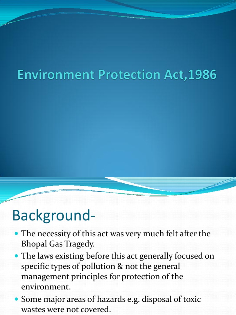 Environment Protection Act, 1986 | PDF | Environmental Impact ...