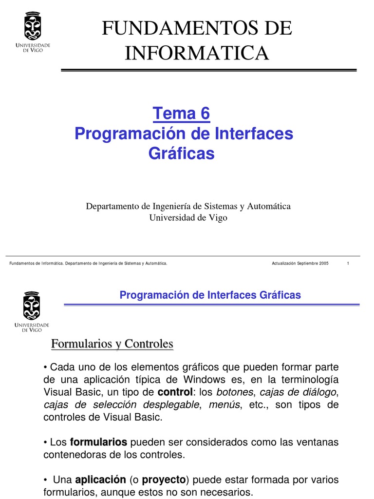 Tema 6 Programacion de Interfaces Graficas PDF | PDF | Interfaz de usuario | Programación de ...