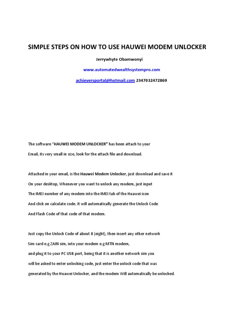 Hauei Modem Unlocker | PDF | Modem | General Packet Radio Service