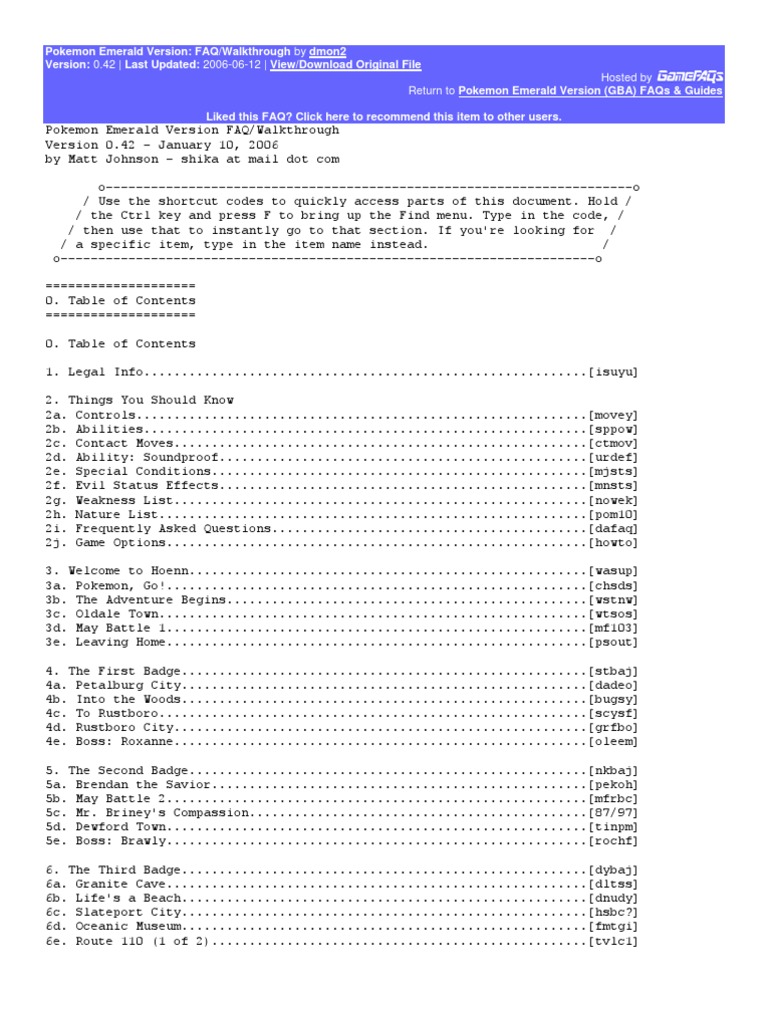 Pokemon Emerald Version Walkthrough | PDF | Strategy Guide | Video Games
