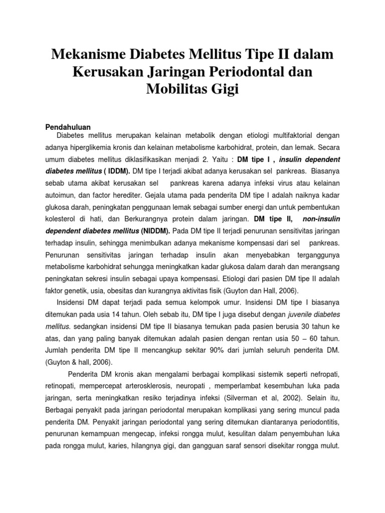 Mekanisme Diabetes Mellitus Tipe II Dalam Kerusakan Jaringan ...
