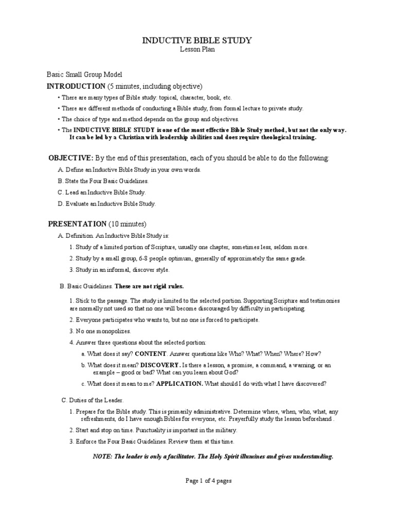 Inductive Bible Study | PDF | Bible Study (Christian) | Great Commission