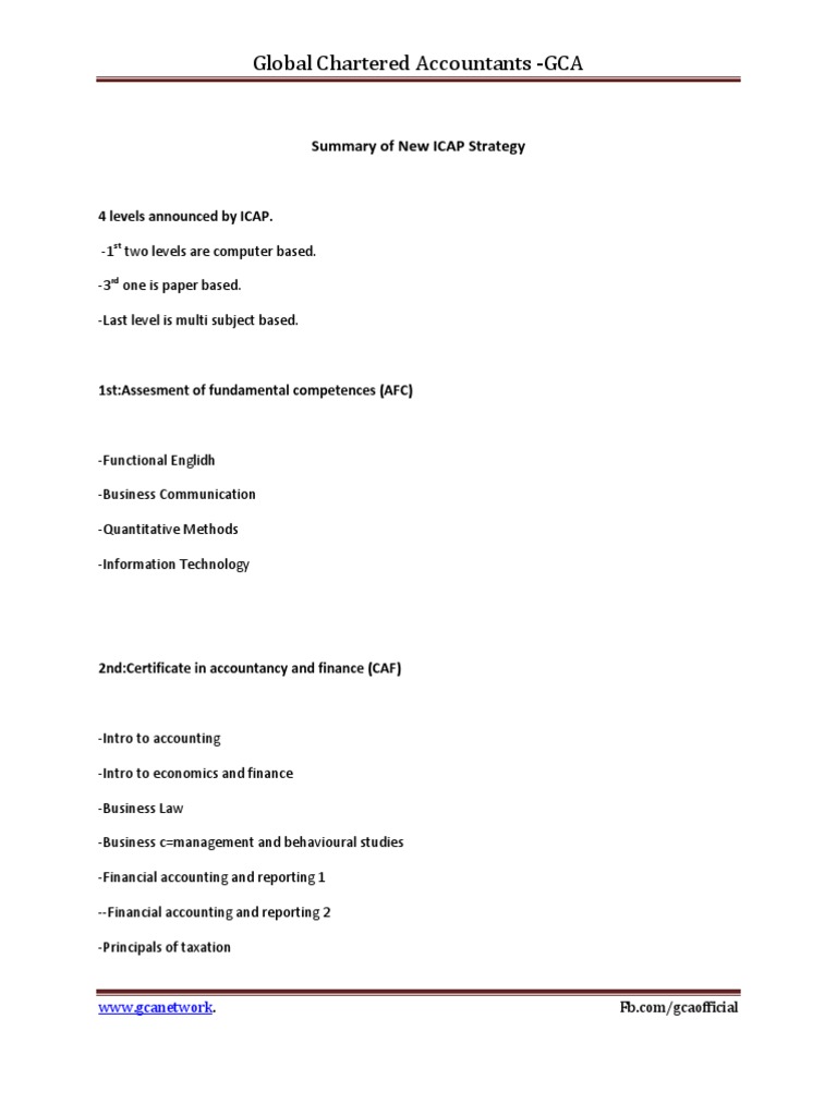 New ICAP Strategy (Summary) Final Version | Accountant | Accounting