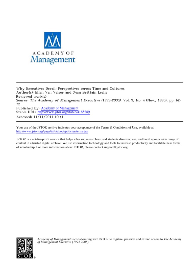 Causes of Managerial Derailment | PDF | Organizational Culture | Interpersonal Relationships