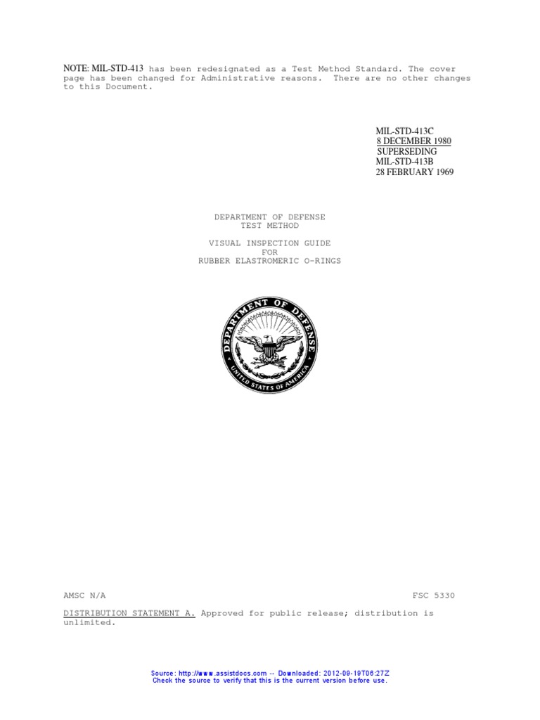 MIL-STD-413C Visual Inspection Guide For Elastomeric O-Rings | PDF ...