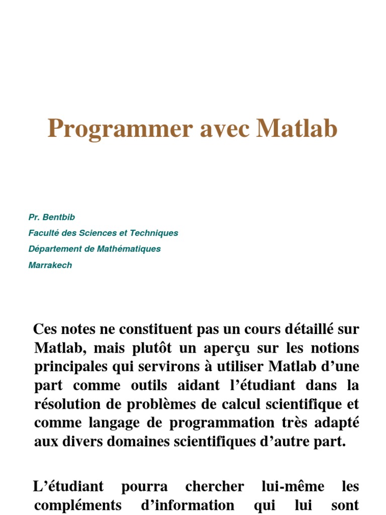 Cours Matlab FI | PDF | MATLAB | Structure de contrôle