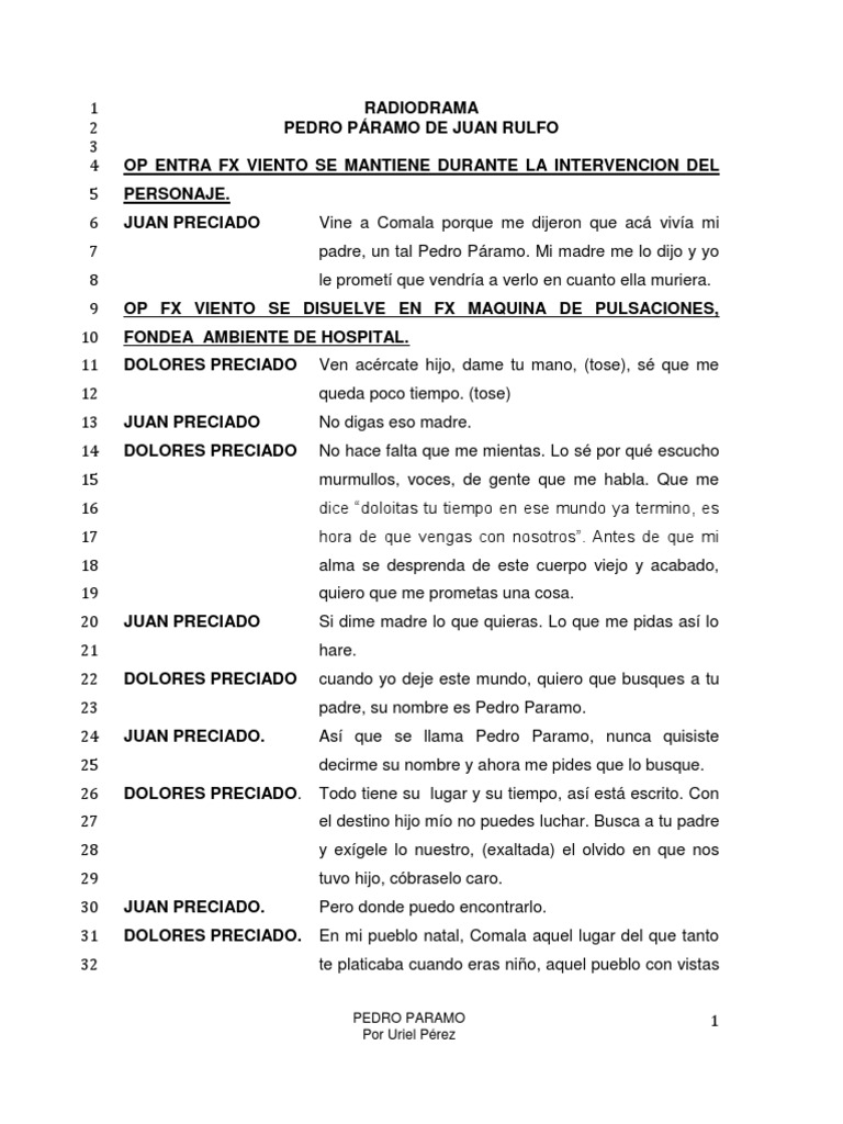 Guion Final Pedro Paramo | PDF | Caballos | Naturaleza