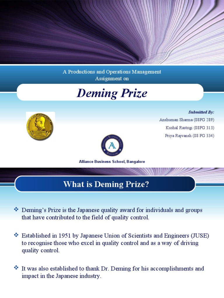 Deming Prize | Quality (Business) | New Product Development